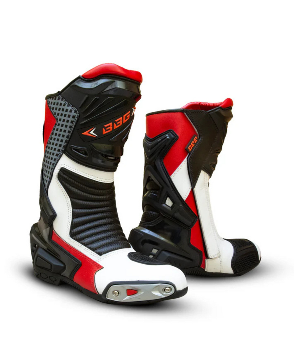 Buy BBG Racepro Riding Boots - White Red – Bikester Global