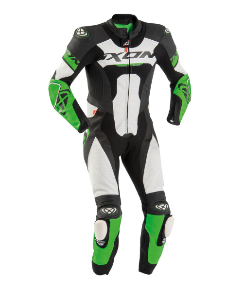 Buy Ixon Jackal Racing Leather Riding Suit - Black White Green ...