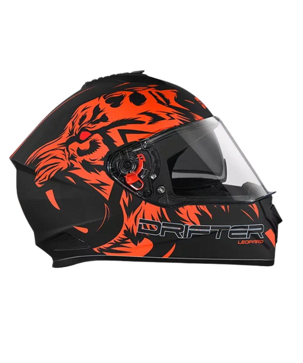 Buy Studds Drifter D2 Leopard Decor Graphics Helmet - Matt Black Orange ...